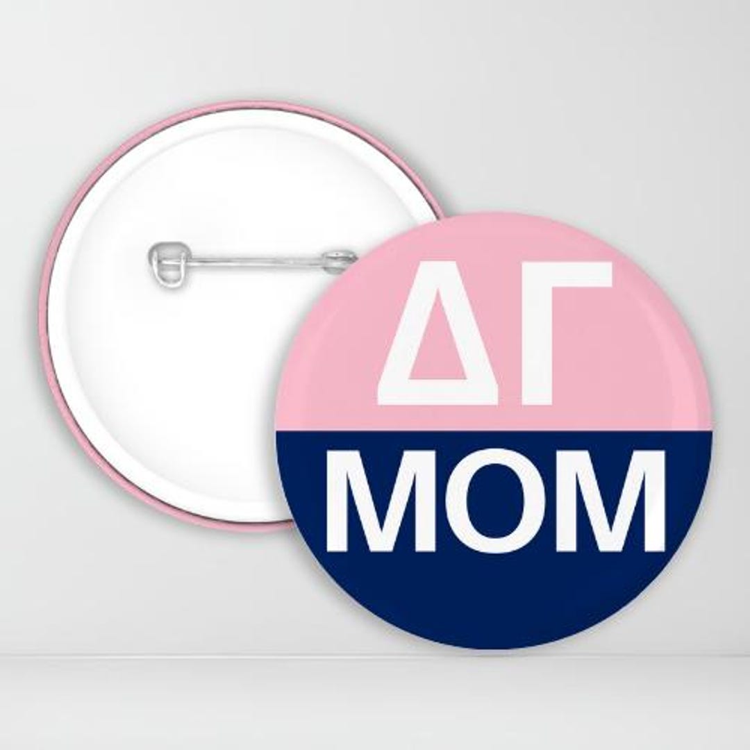 Delta Gamma Mom Pin-back Button | Game Day Pin | Pink and Navy ...