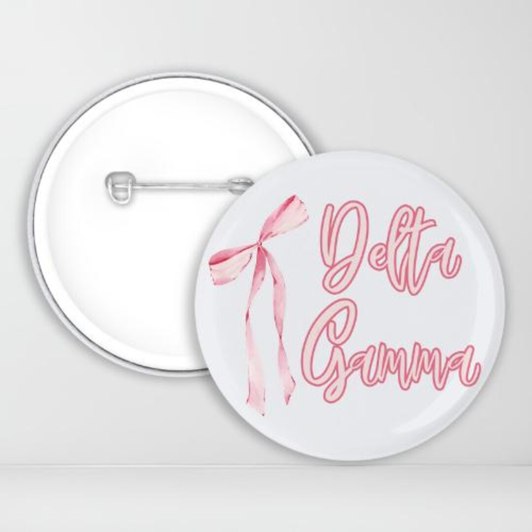 Coquette Delta Gamma Pin-back Button | Game Day Pin | Sorority Pinback ...