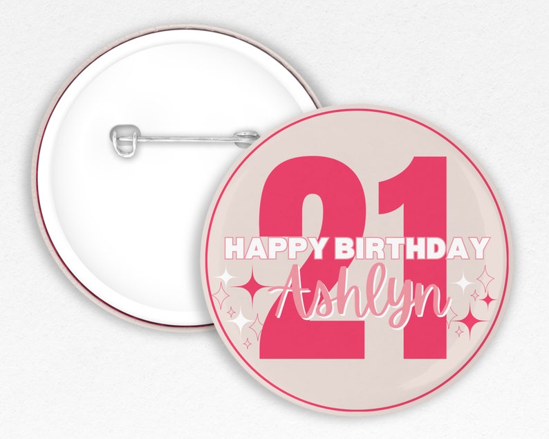 Happy Birthday Pin | Fully Customizable | Simple Birthday Button - Etsy