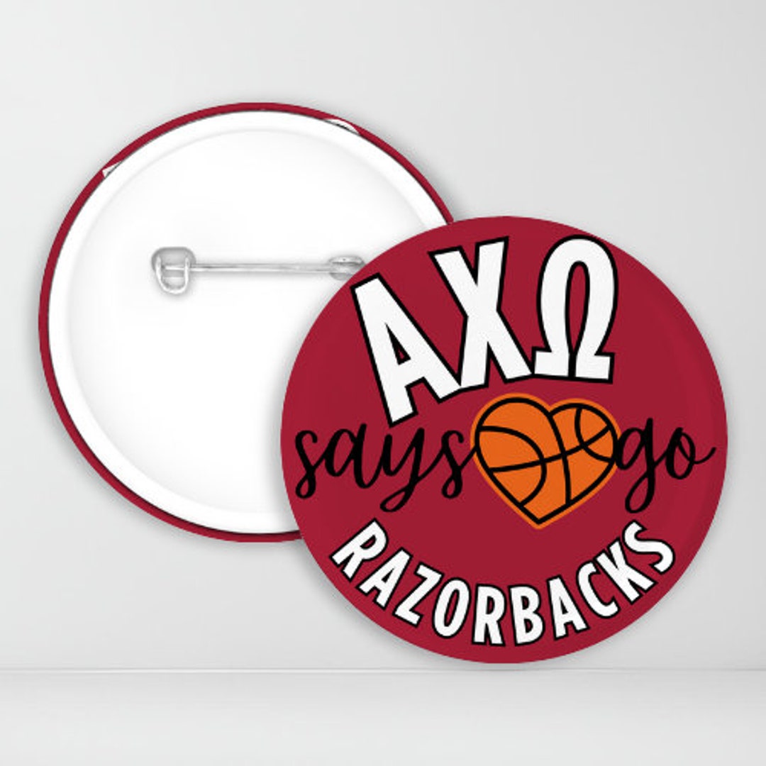 Alpha Chi Omega Says Go... Basketball Heart Pin-back Button | Sorority ...