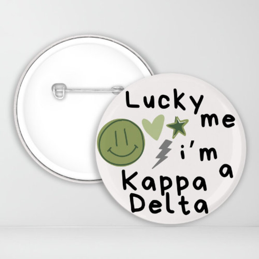 Lucky Me Im a Kappa Delta Pin-back Button | KD | Sorority Button | Game ...