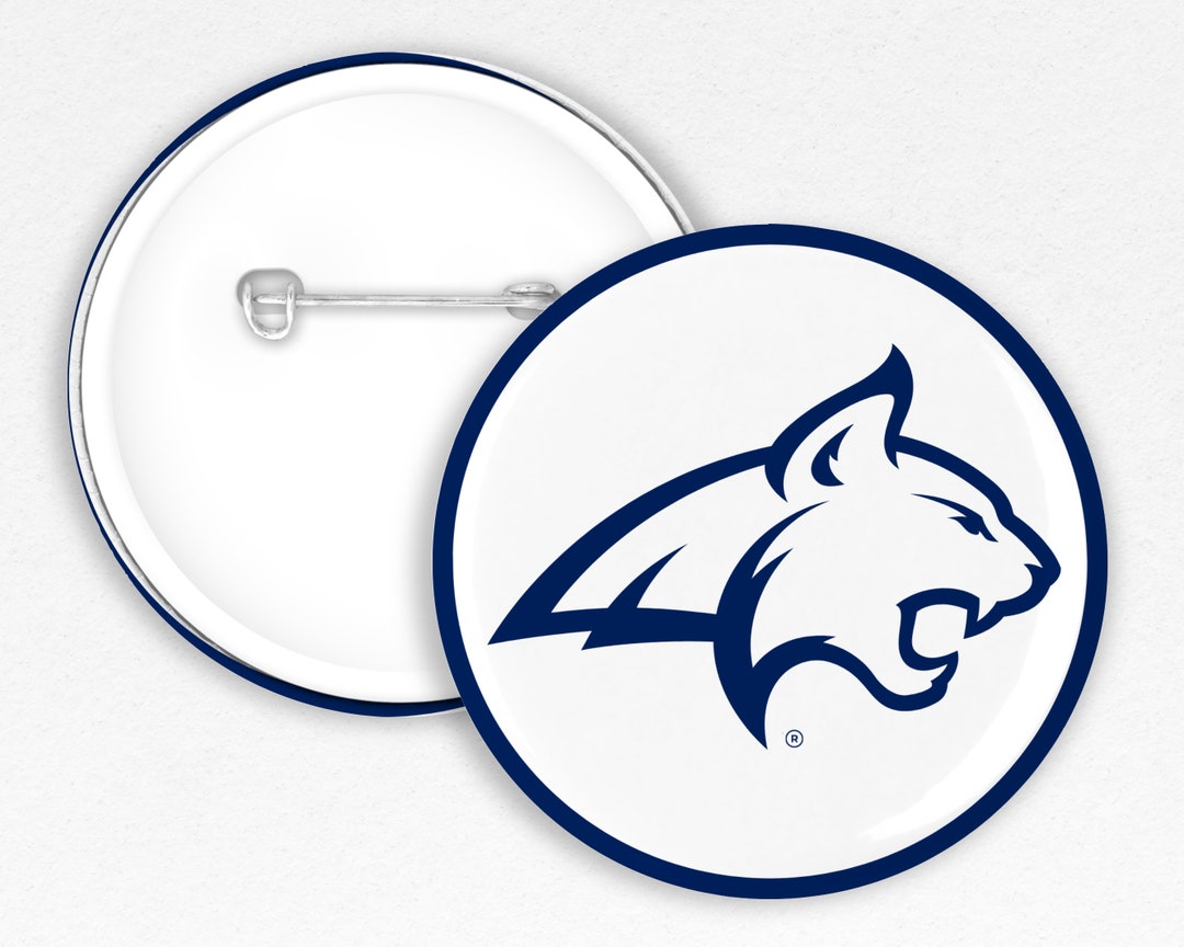 Bobcat Head Logo Pin-back Button Blue and Gold Montana State University ...