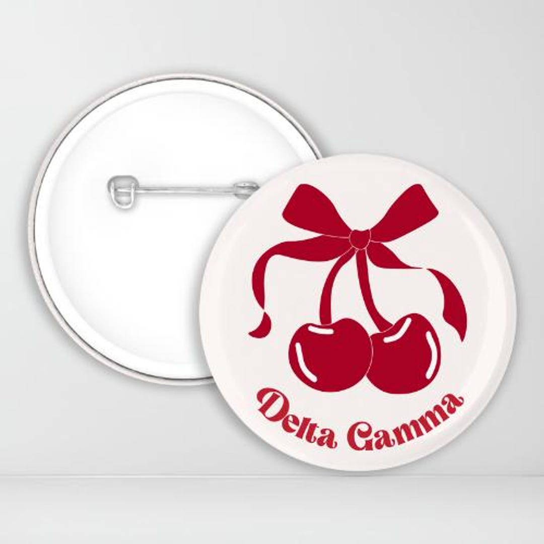 Delta Gamma Cherries Pin-back Button | Game Day Pin | Sorority Pinback ...
