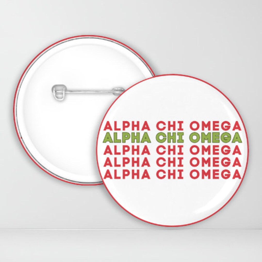 Alpha Chi Omega Stacked Pin-back Button | AXO | Sorority Button | Game ...