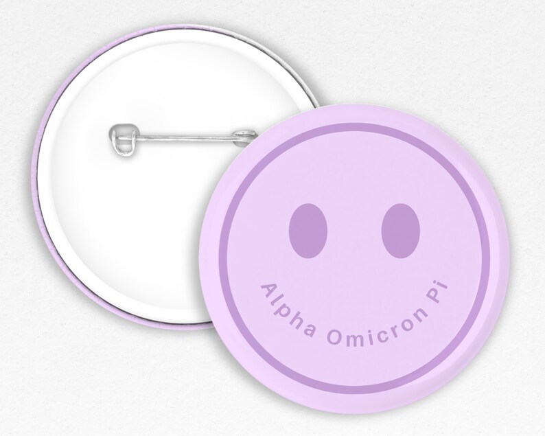 Alpha Omicron Pi Purple Smile Pin-back Button Game Day Pin Red and Pink ...