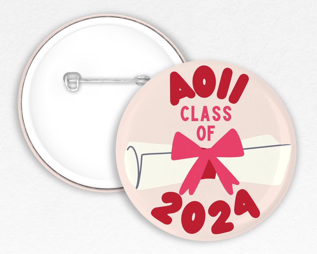 Alpha Omicron Pi Class of 2024 Pin-back Button AOII Game Day Pin Pink ...