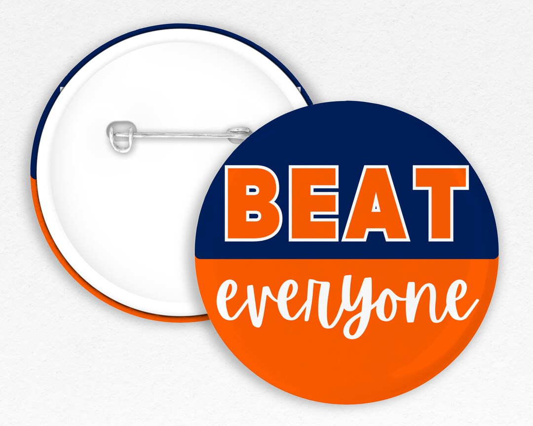 Navy and Orange Beat Everyone Button Navy Orange College Game Day ...