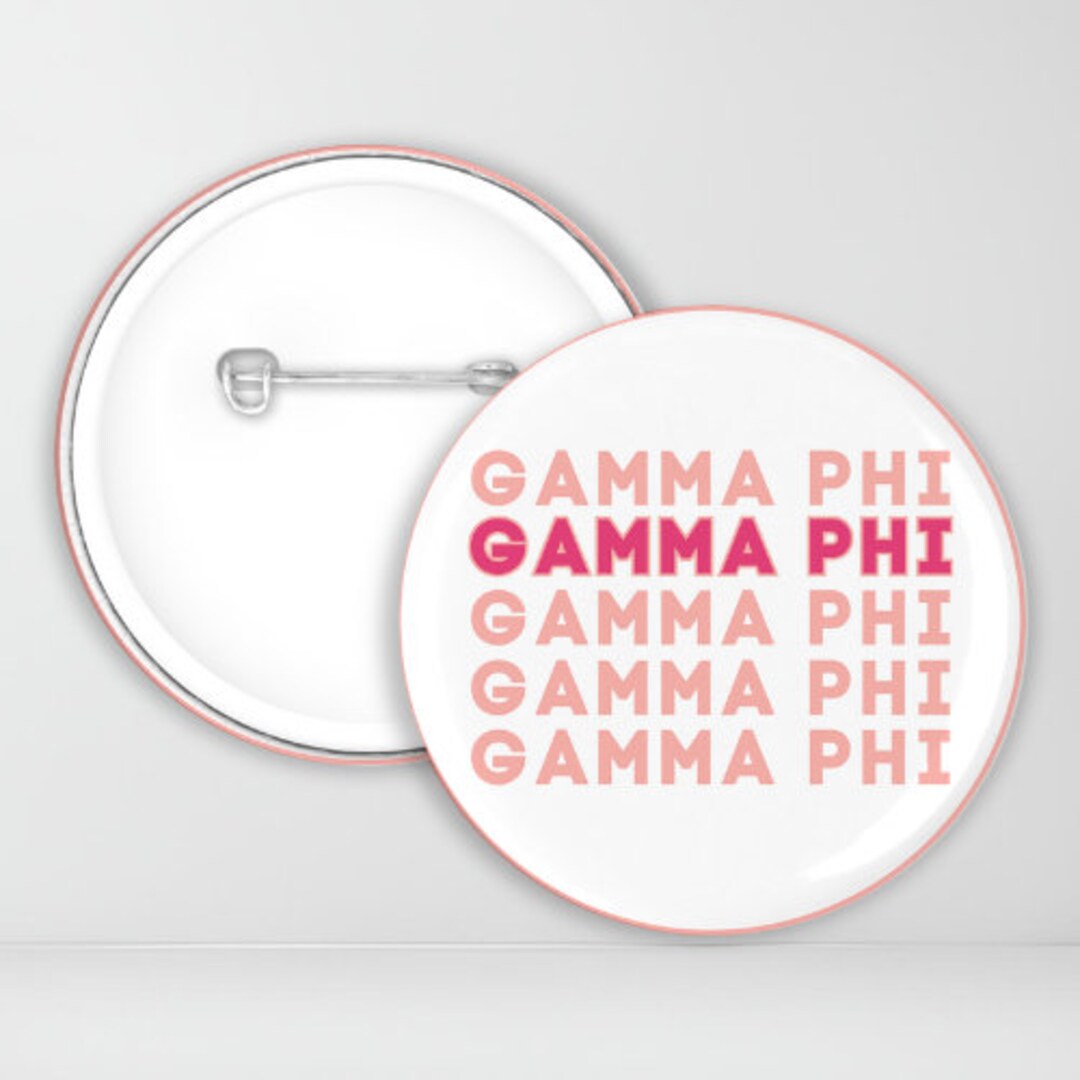 Stacked Gamma Phi Beta Pin-back Button | Gphib | Sorority Button | Game ...