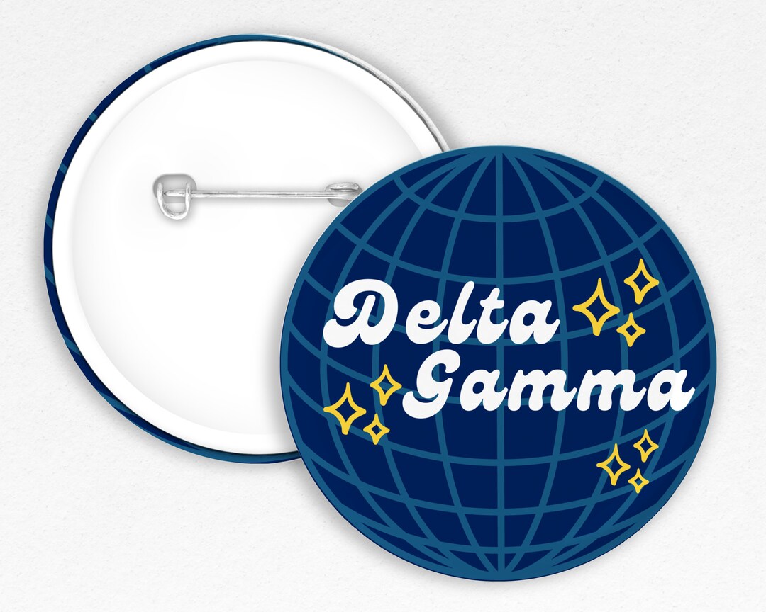 Delta Gamma Disco Pin-back Button Game Day Pin Navy and Pink Sorority ...