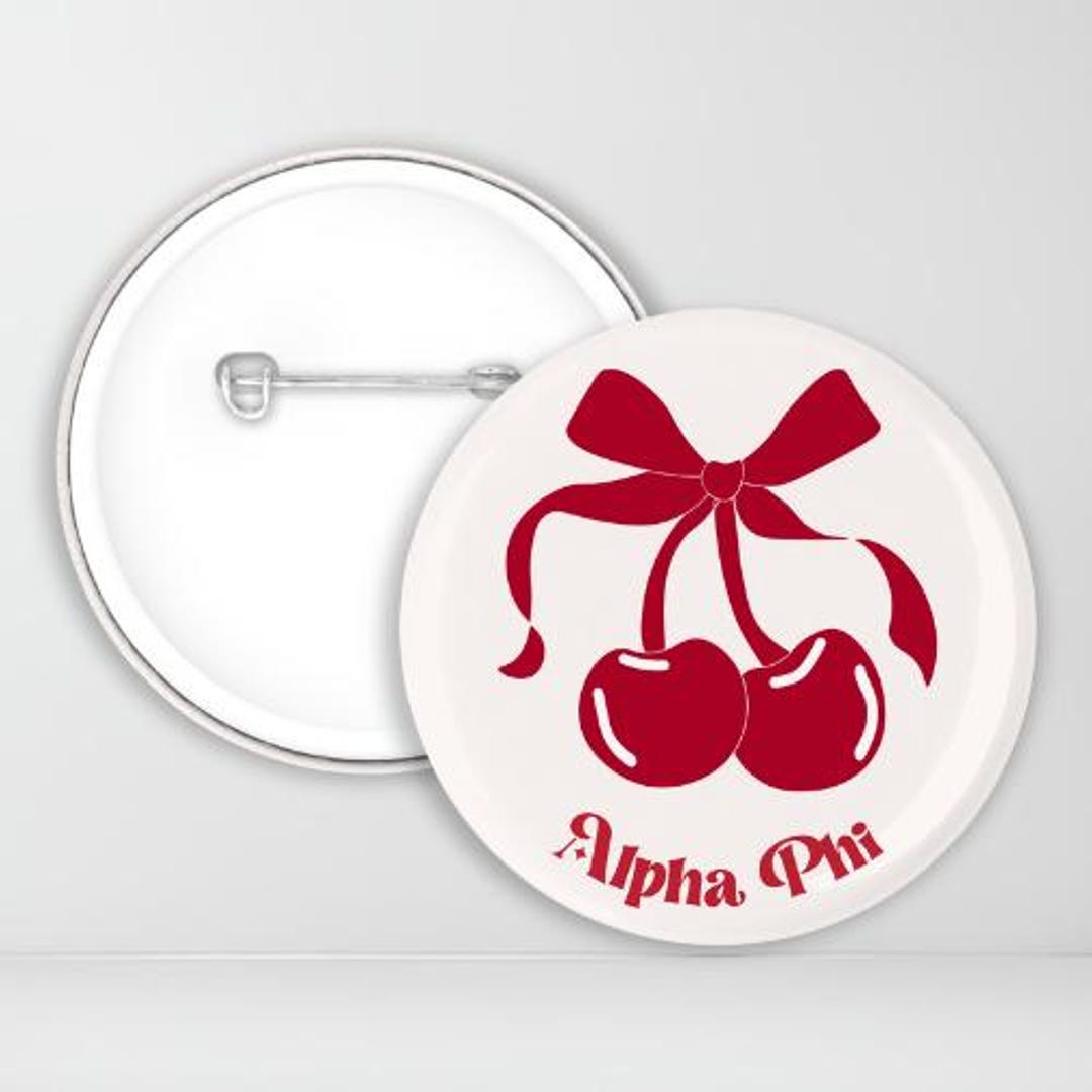 Alpha Phi Cherries Pin-back Button | Aphi | Game Day Pin | Sorority ...