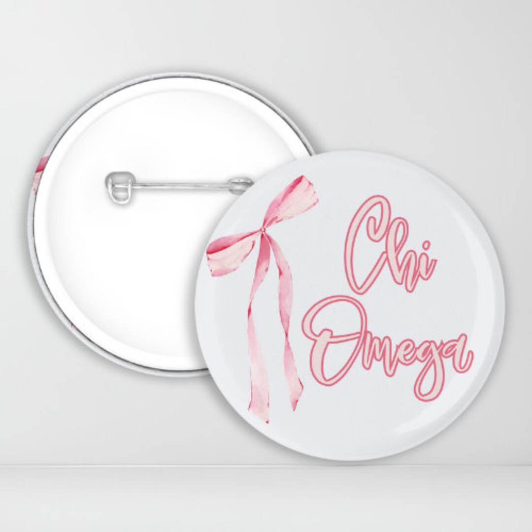 Coquette Chi Omega Pin-back Button | Game Day Pin | Sorority Pinback ...