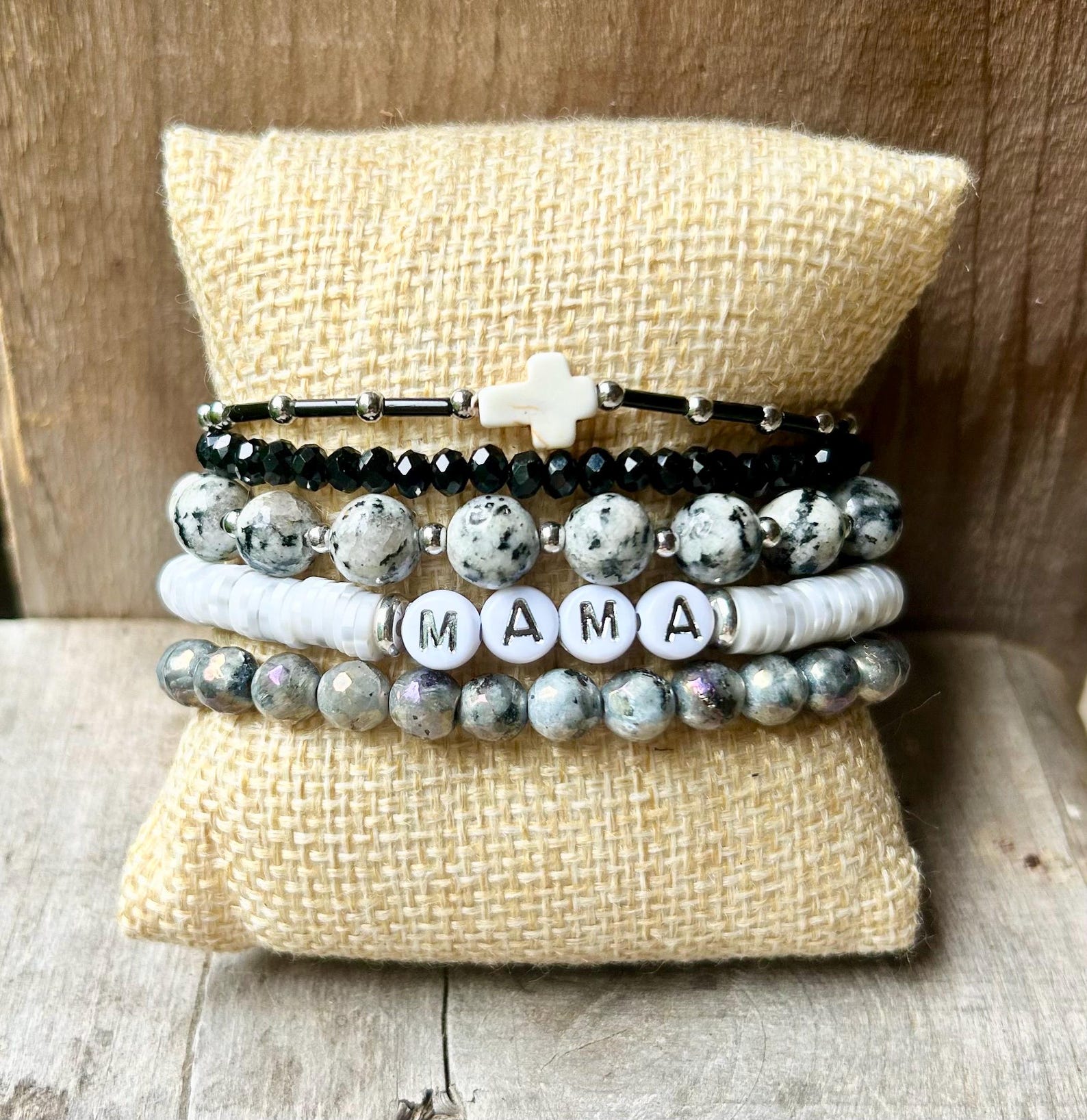 The Stone Bracelet Stack Personalized Name Bracelets Mama Bracelets ...