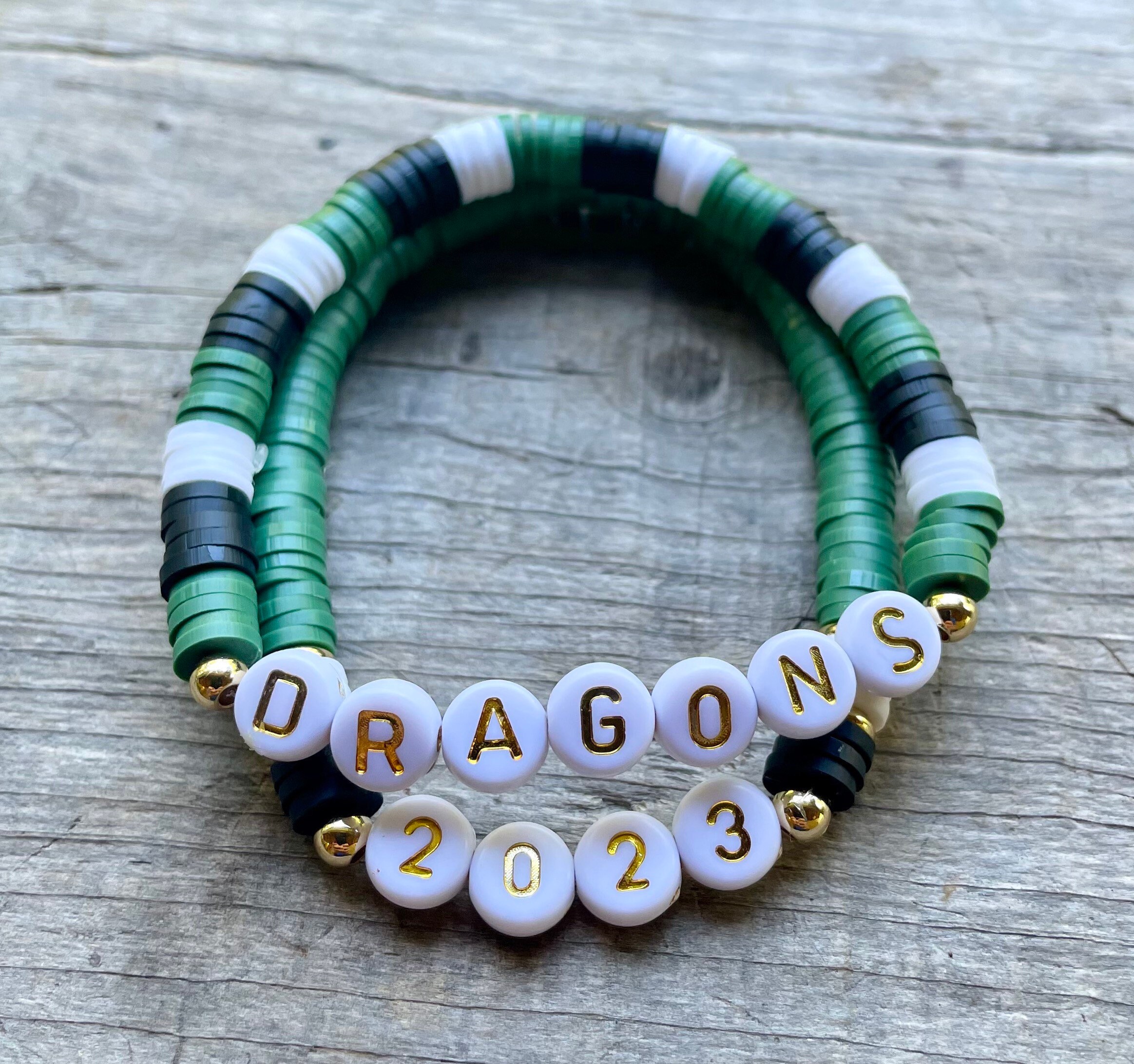School Spirit Bracelet Stack School Name & Mascot Customized Senior ...