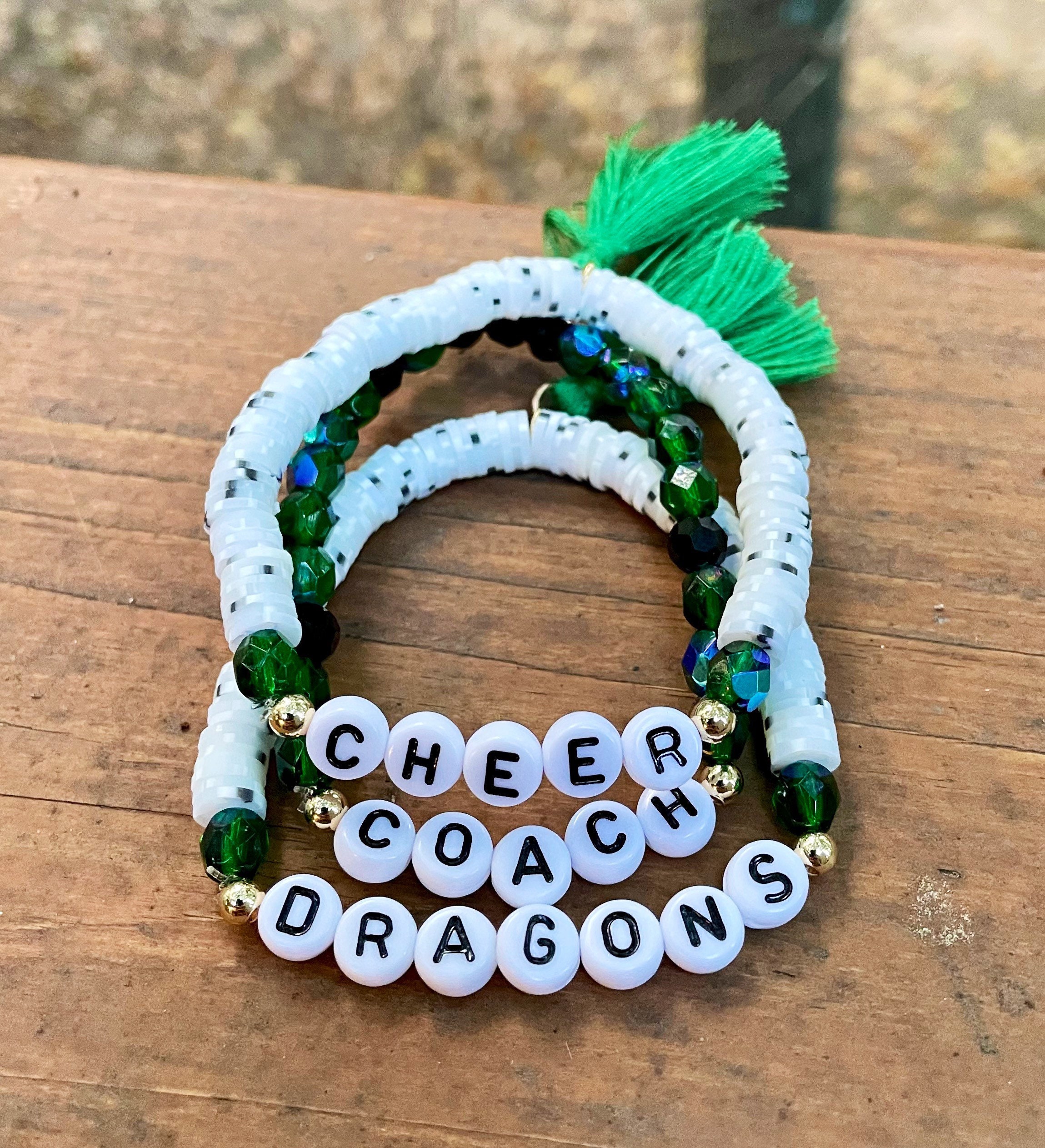 School Spirit Bracelet Stack School Name & Mascot - Etsy