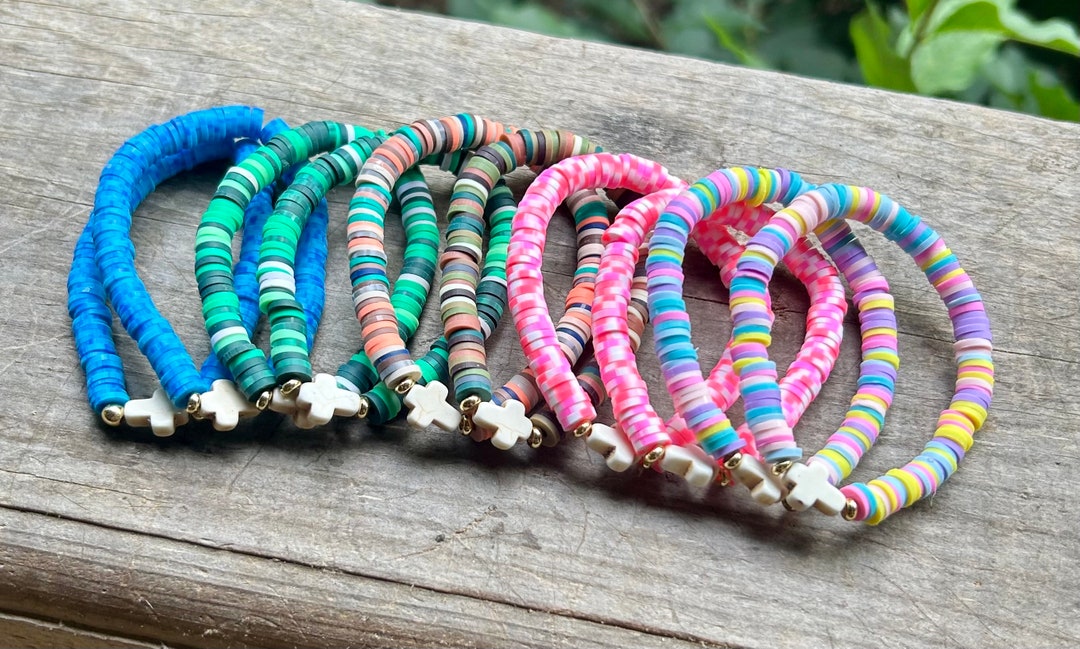 Cross Heishi Bracelets for Kids | Colorful Children Bracelets | Cross ...