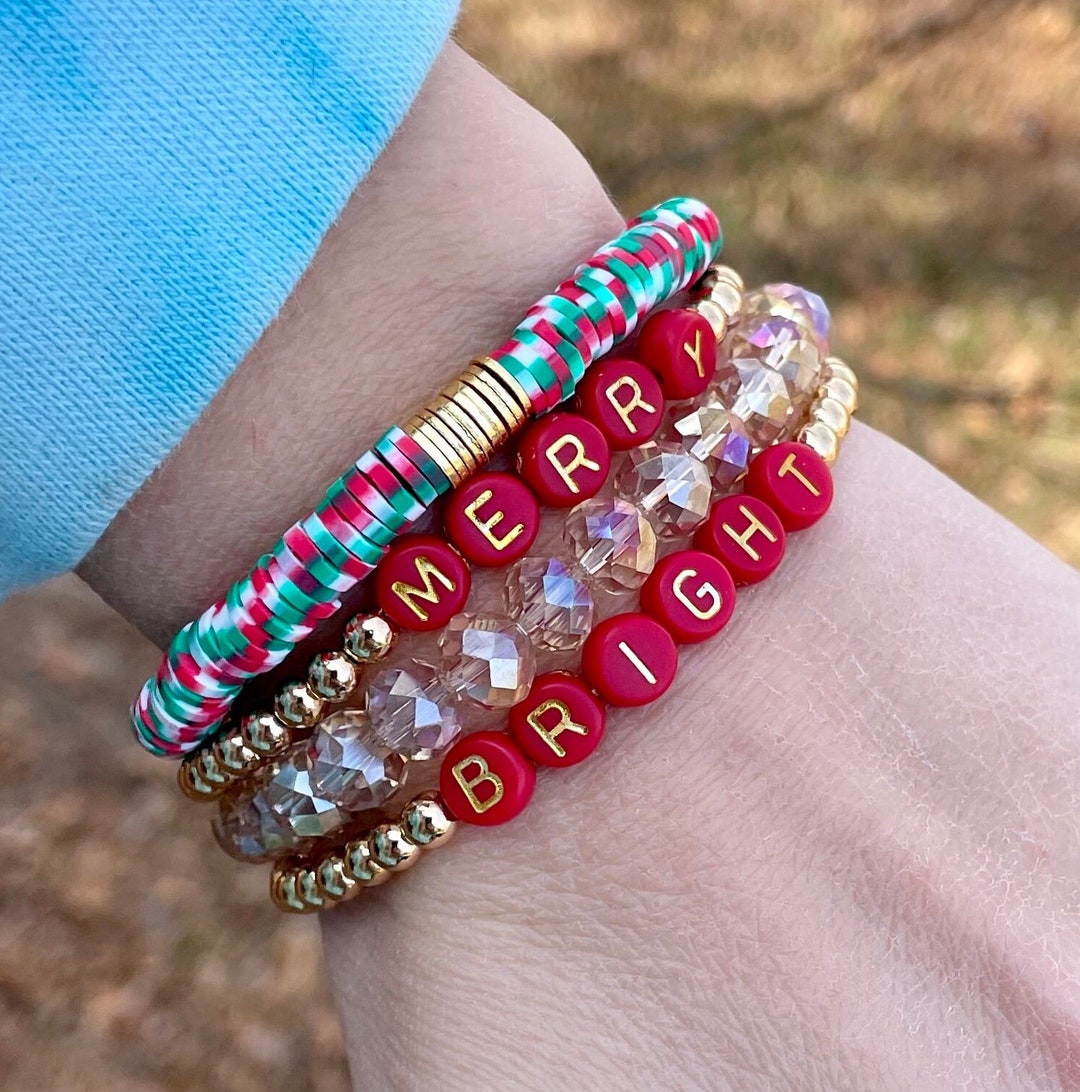Merry & Bright Bracelet Stack Christmas Bracelets Personalized ...