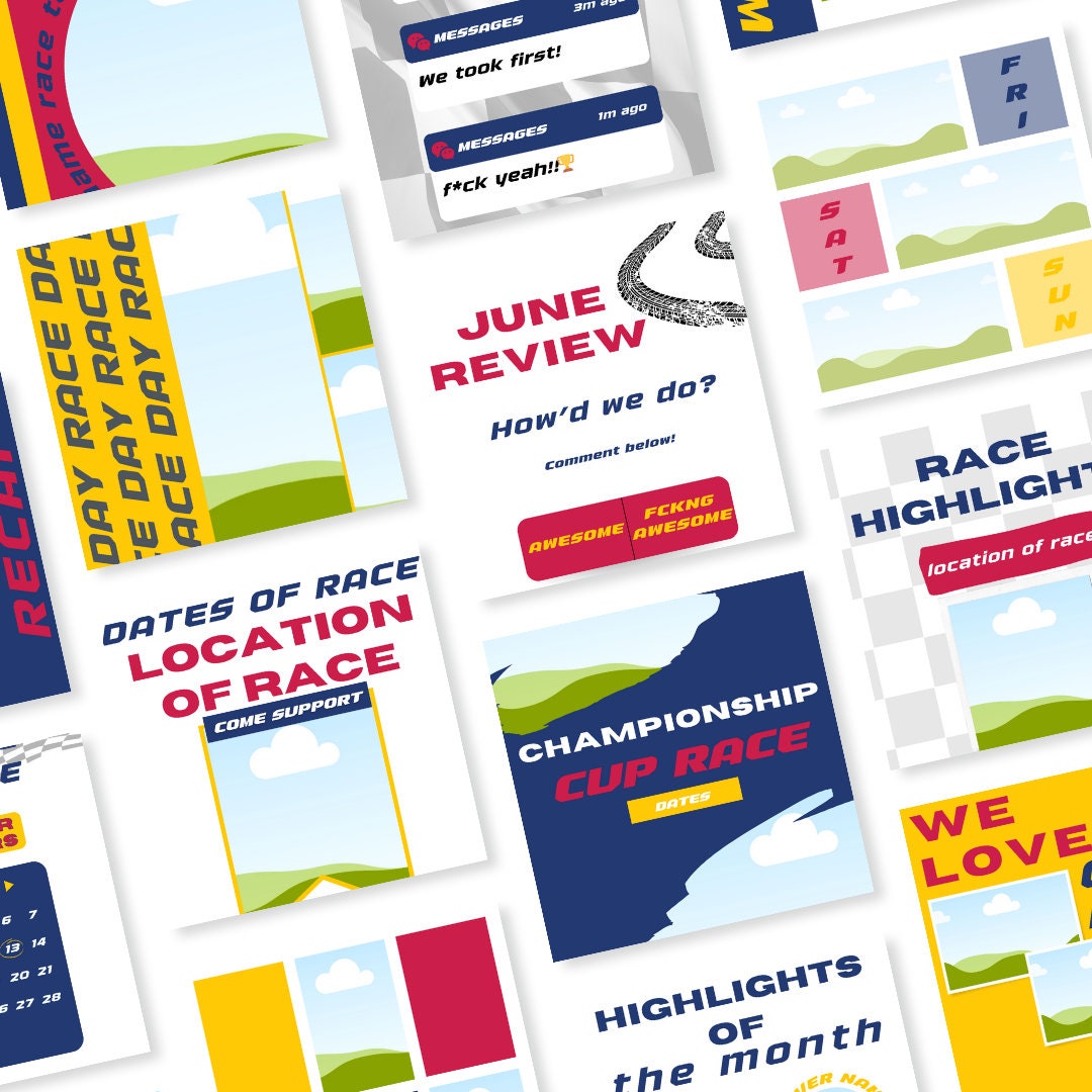 Motorsports Social Media Post Templates - Etsy