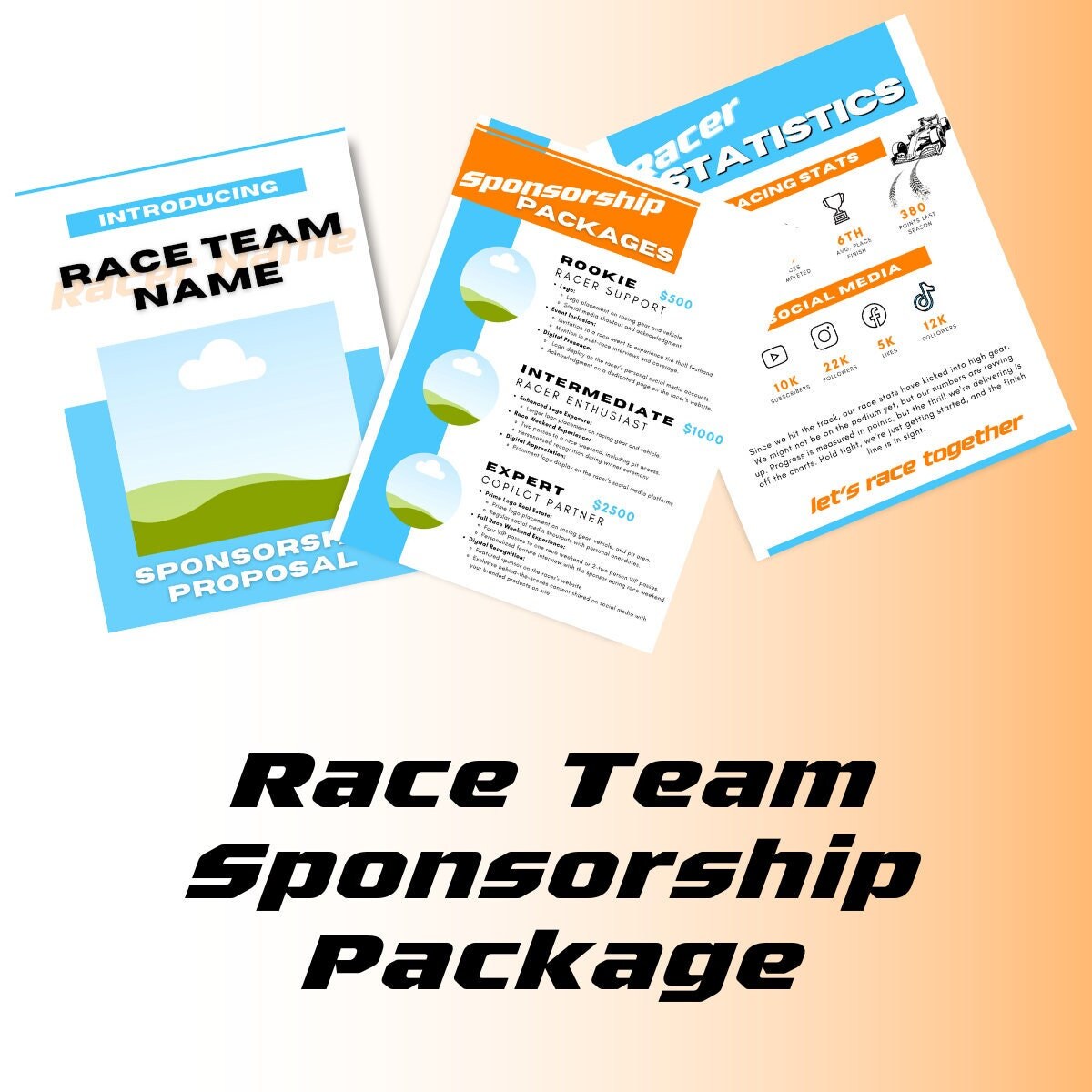 Race Team Sponsorship Proposal Templates - Etsy