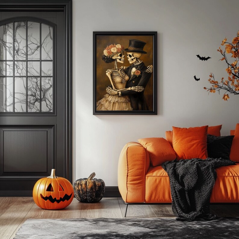 Eternal Love Skeleton Couple Painting: Romantic Gothic Wedding Art ...