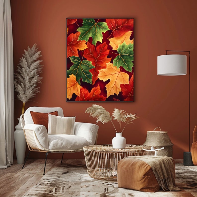 Watercolor Autumn Leaves Art Print: Rich Fall Colors (digital Download ...