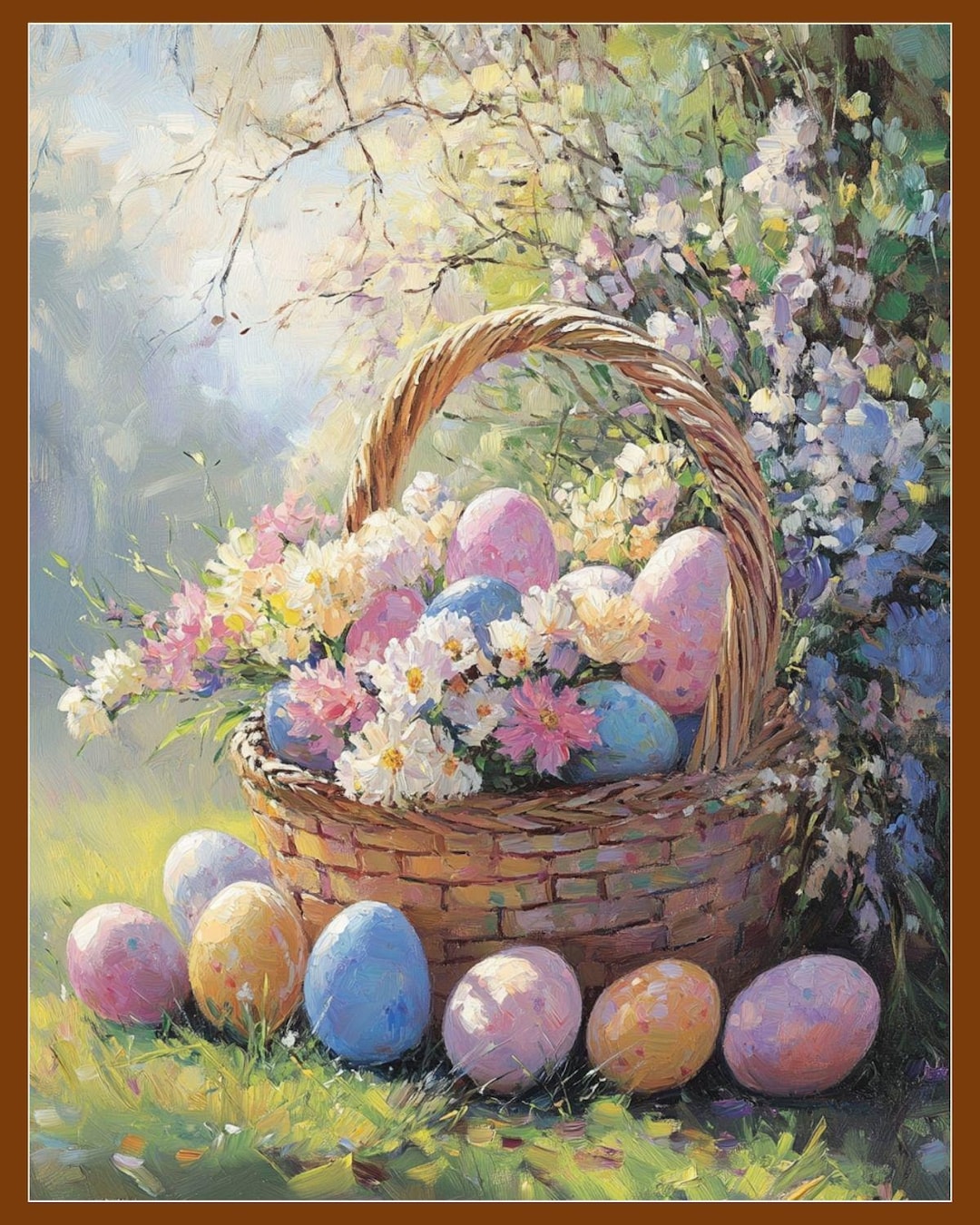 Printable Easter Wall Art Floral Easter Basket Easter Spring Print ...