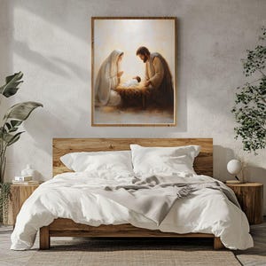 The Nativity Scene - Mary, Joseph, and Baby Jesus Wall Art, Christmas ...