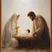 The Nativity Scene - Mary, Joseph, and Baby Jesus Wall Art, Christmas ...