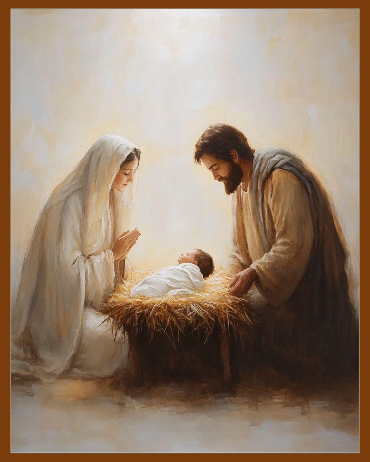 The Nativity Scene - Mary, Joseph, and Baby Jesus Wall Art, Christmas ...