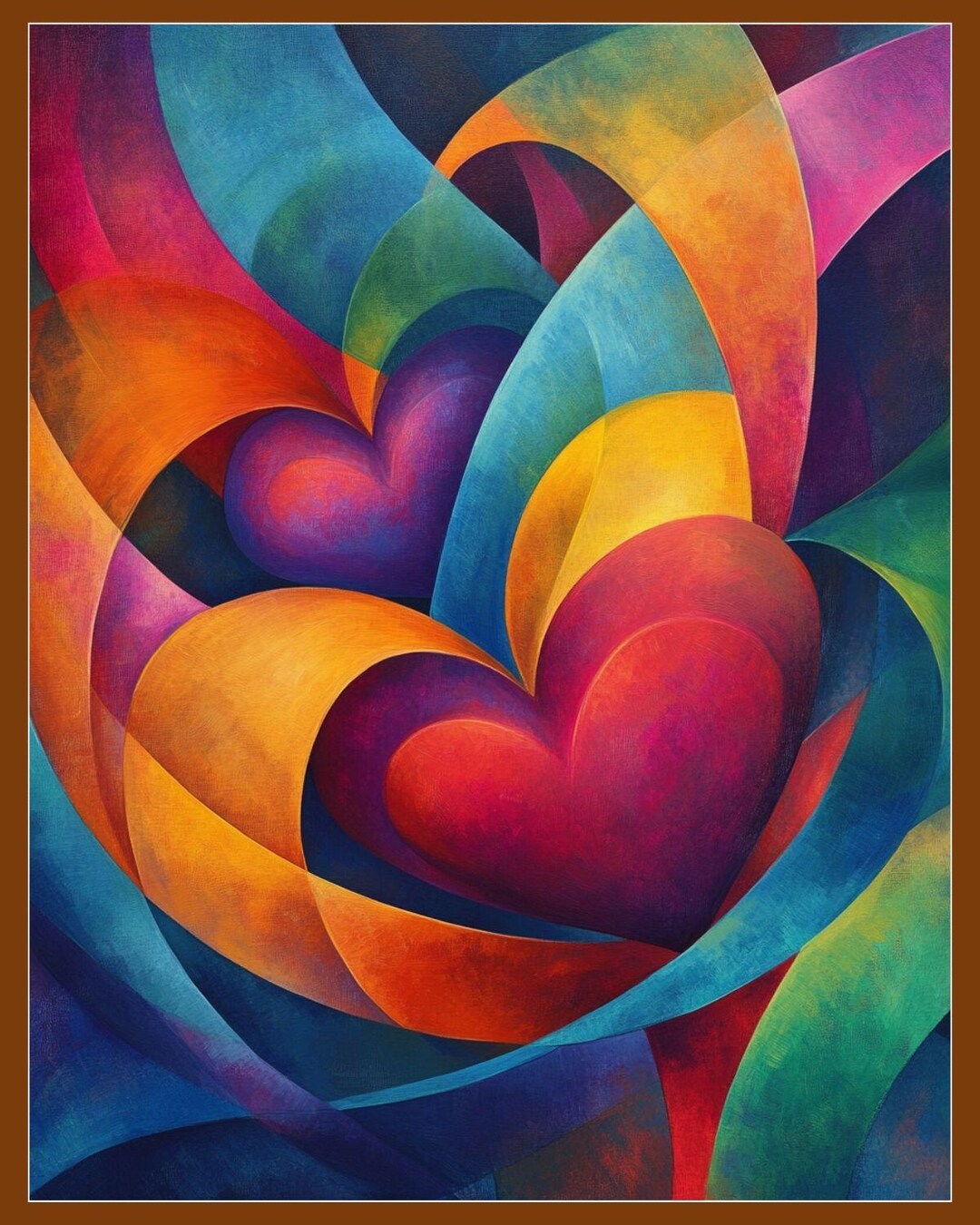 Valentines Wall Art | Valentines Day Abstract Heart Art Print ...