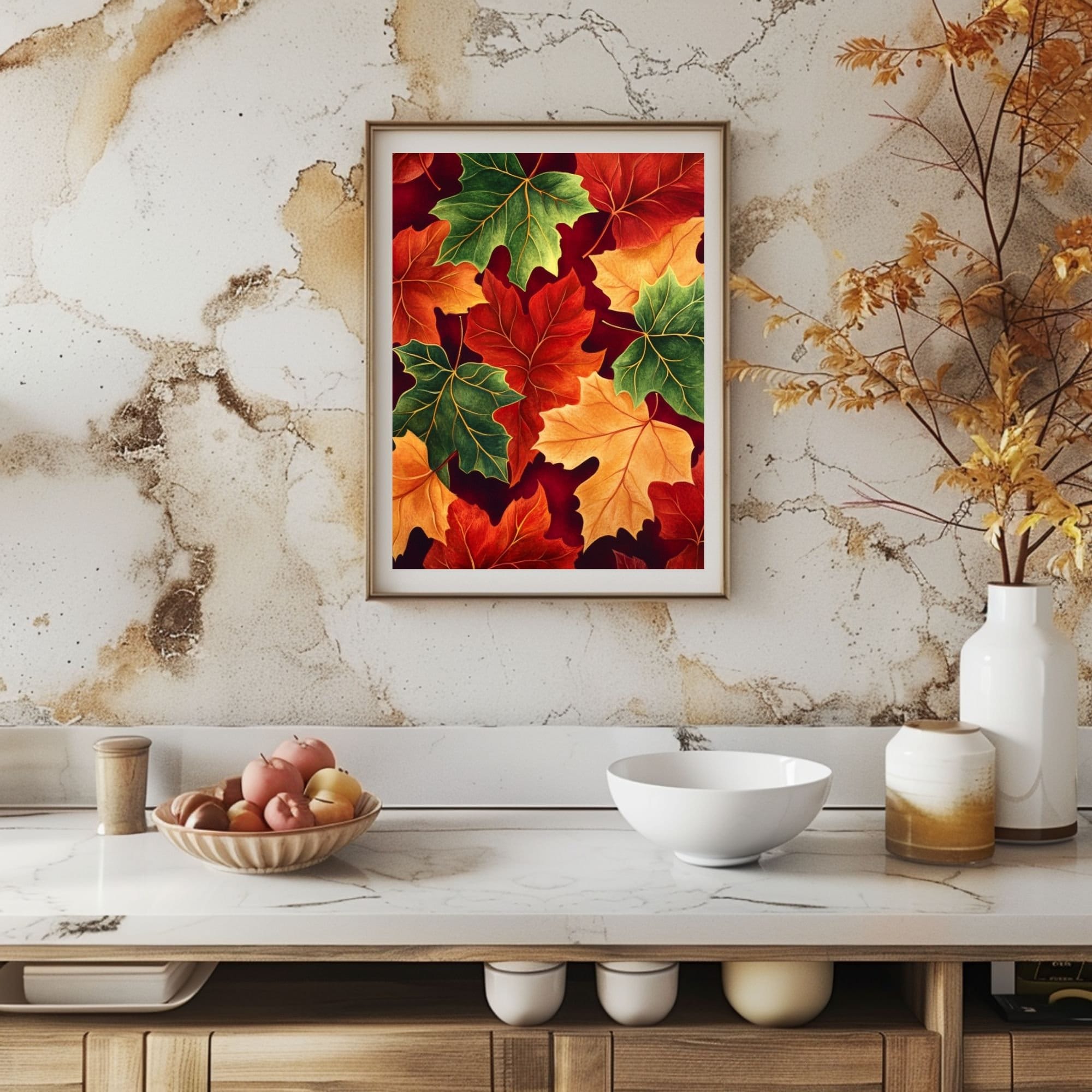 Watercolor Autumn Leaves Art Print: Rich Fall Colors (digital Download ...