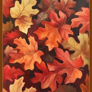 Autumn Splendor Oil Painting Vibrant Fall Leaves Artwork, Autumn Leaf ...