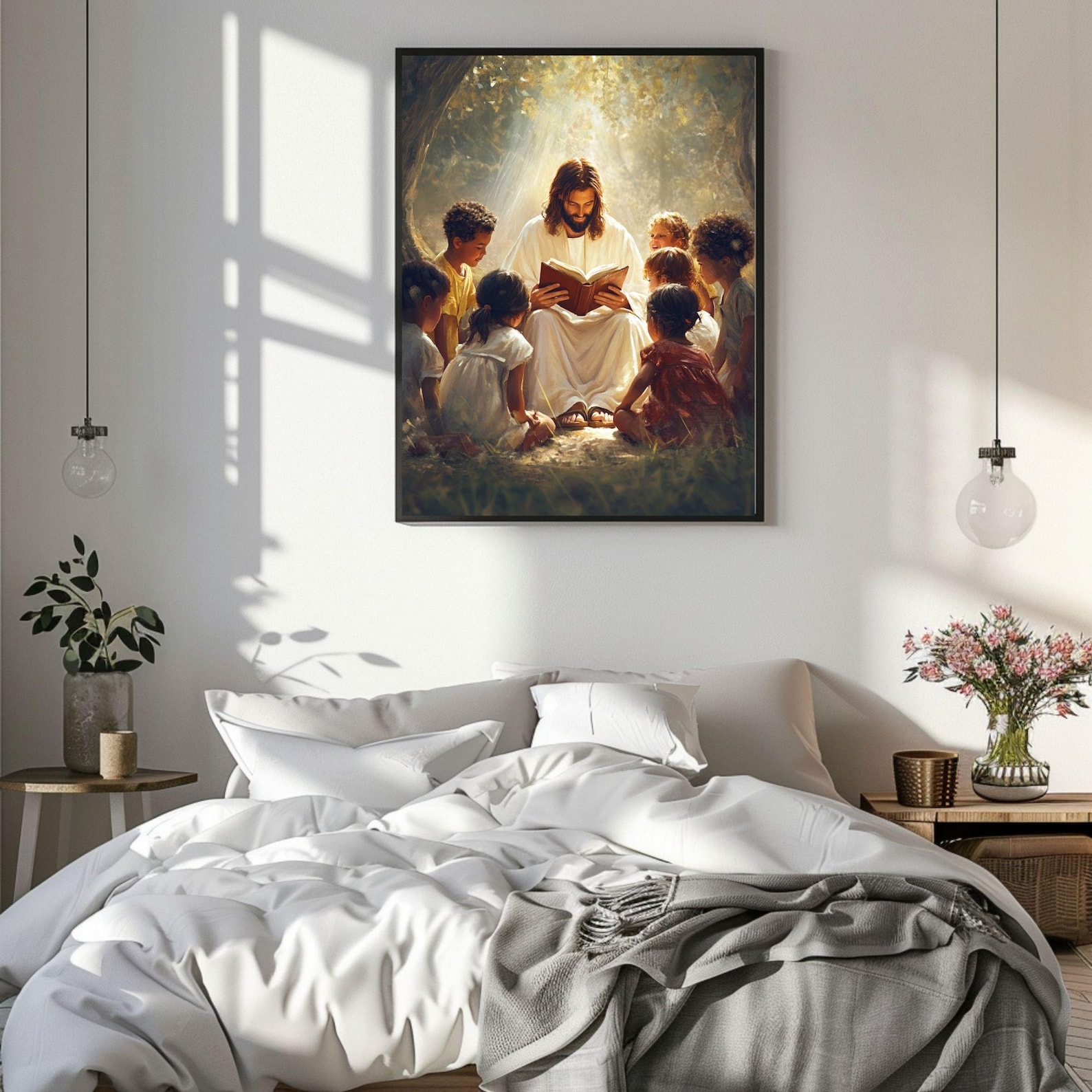 Lessons of Love Jesus Teaching Children Art Print, Christian Art ...