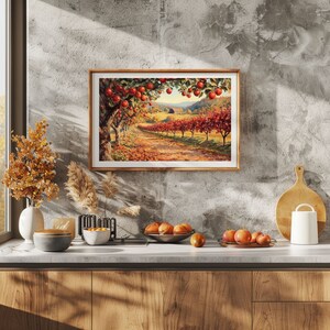 Golden Autumn Apple Orchard Art Print: Vibrant Harvest Landscape ...