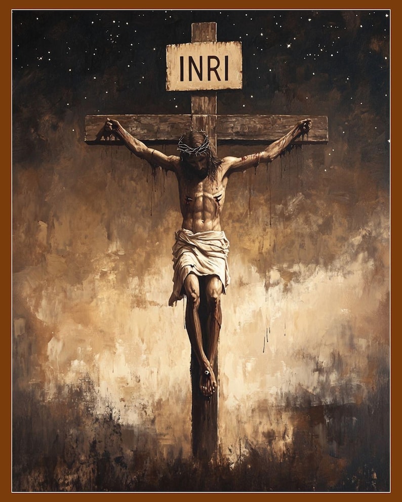 Crucifixion of Christ Art, Religious Painting, Catholic Home Decor ...