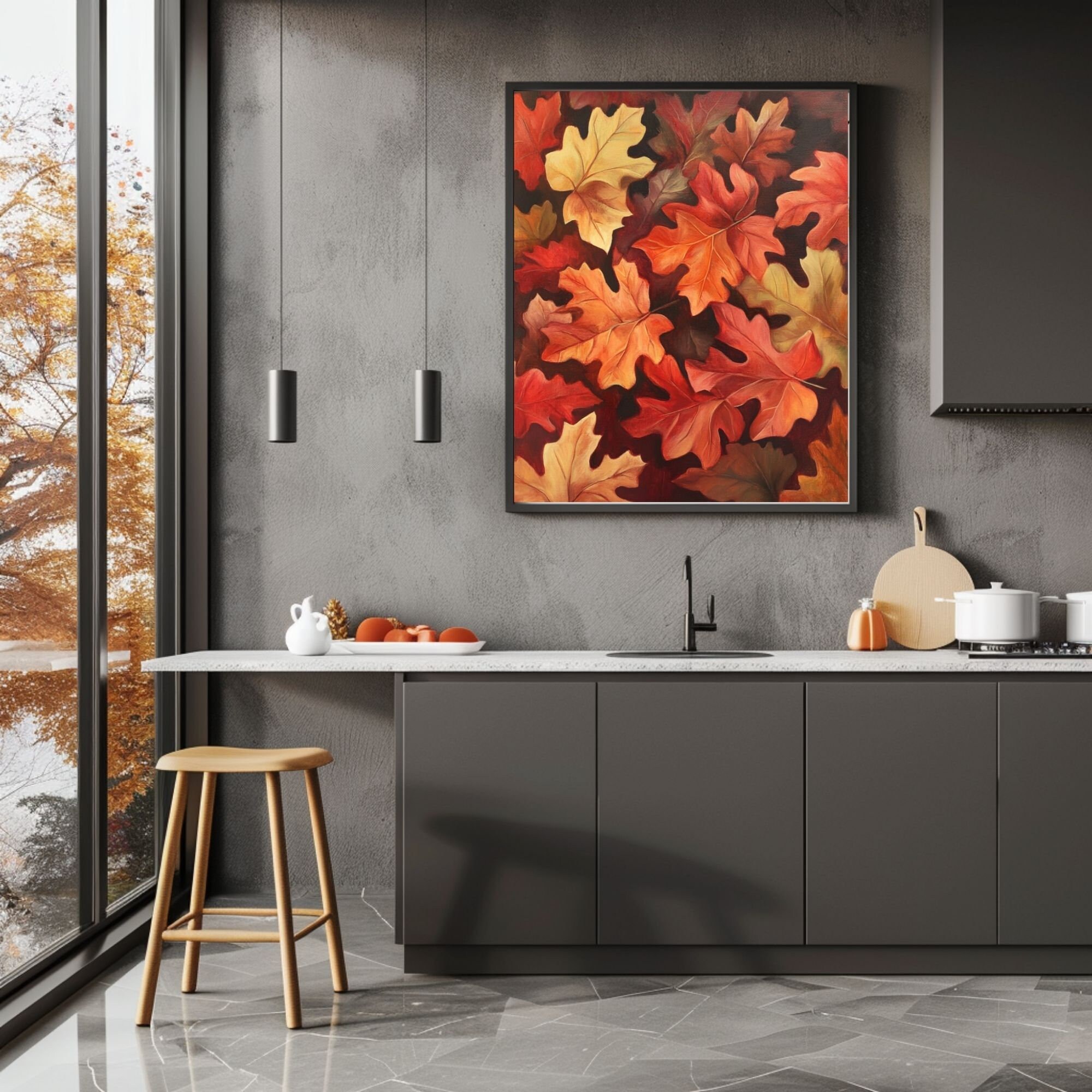 Autumn Splendor Oil Painting Vibrant Fall Leaves Artwork, Autumn Leaf ...