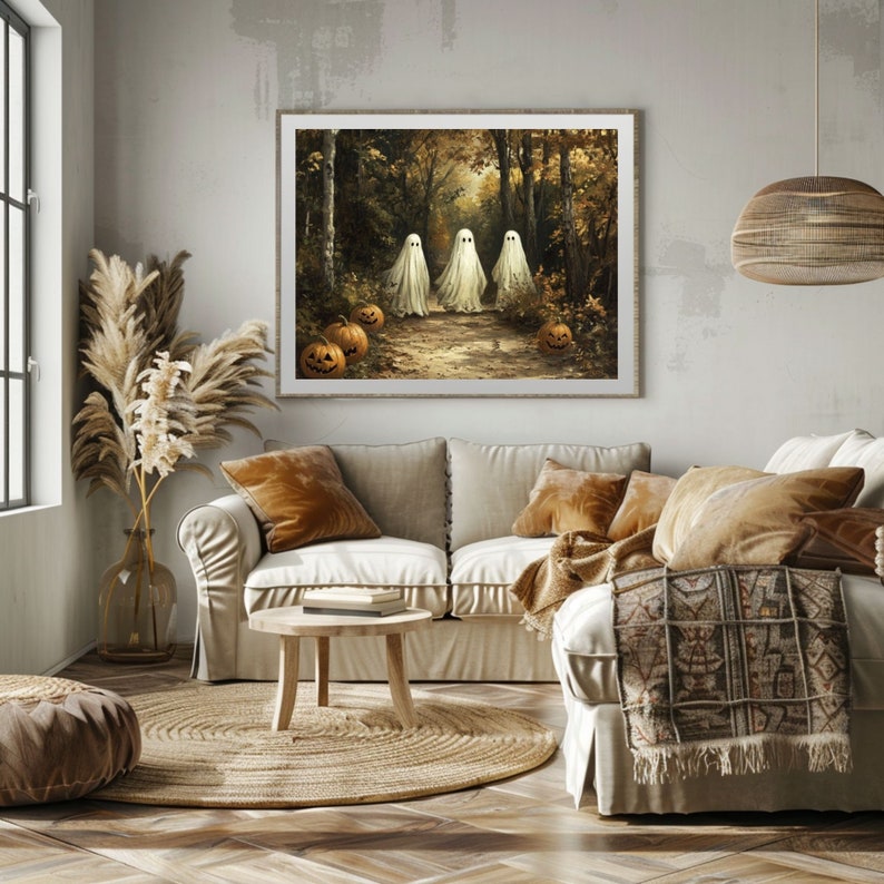 Ghost Art Print: Autumn Forest, Halloween Decor (digital Download) - Etsy