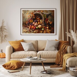 Autumn Harvest Cornucopia Still Life Rustic Fall Decor for Thanksgiving ...
