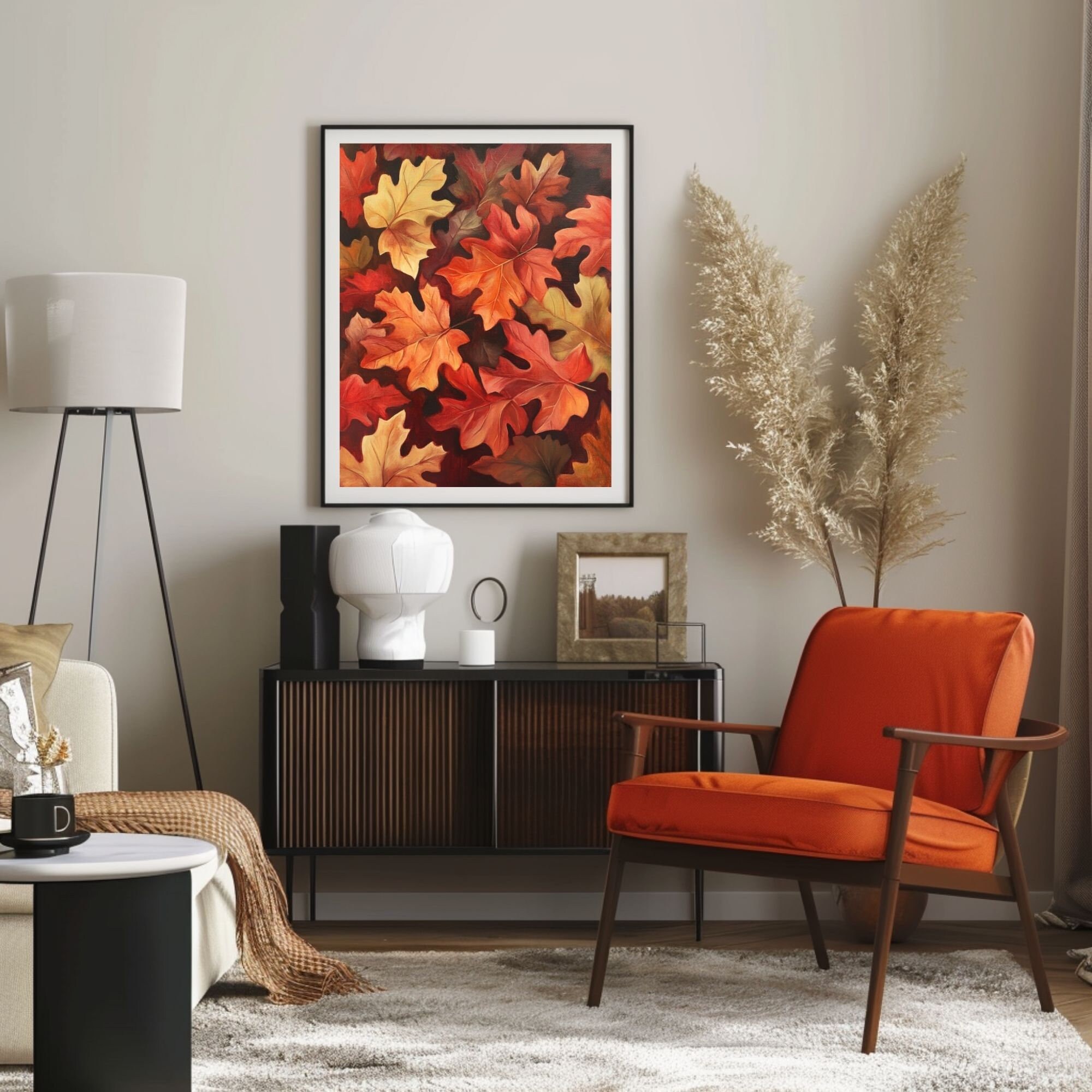 Autumn Splendor Oil Painting Vibrant Fall Leaves Artwork, Autumn Leaf ...