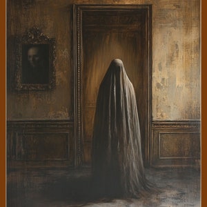 Ghostly Victorian Shroud Portrait: Eerie Haunted Mansion Art Print ...