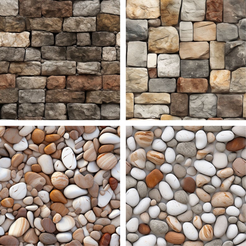 Brown/rustic Stone/brick Textures Digital Paper, Seamless Rustic Stone ...