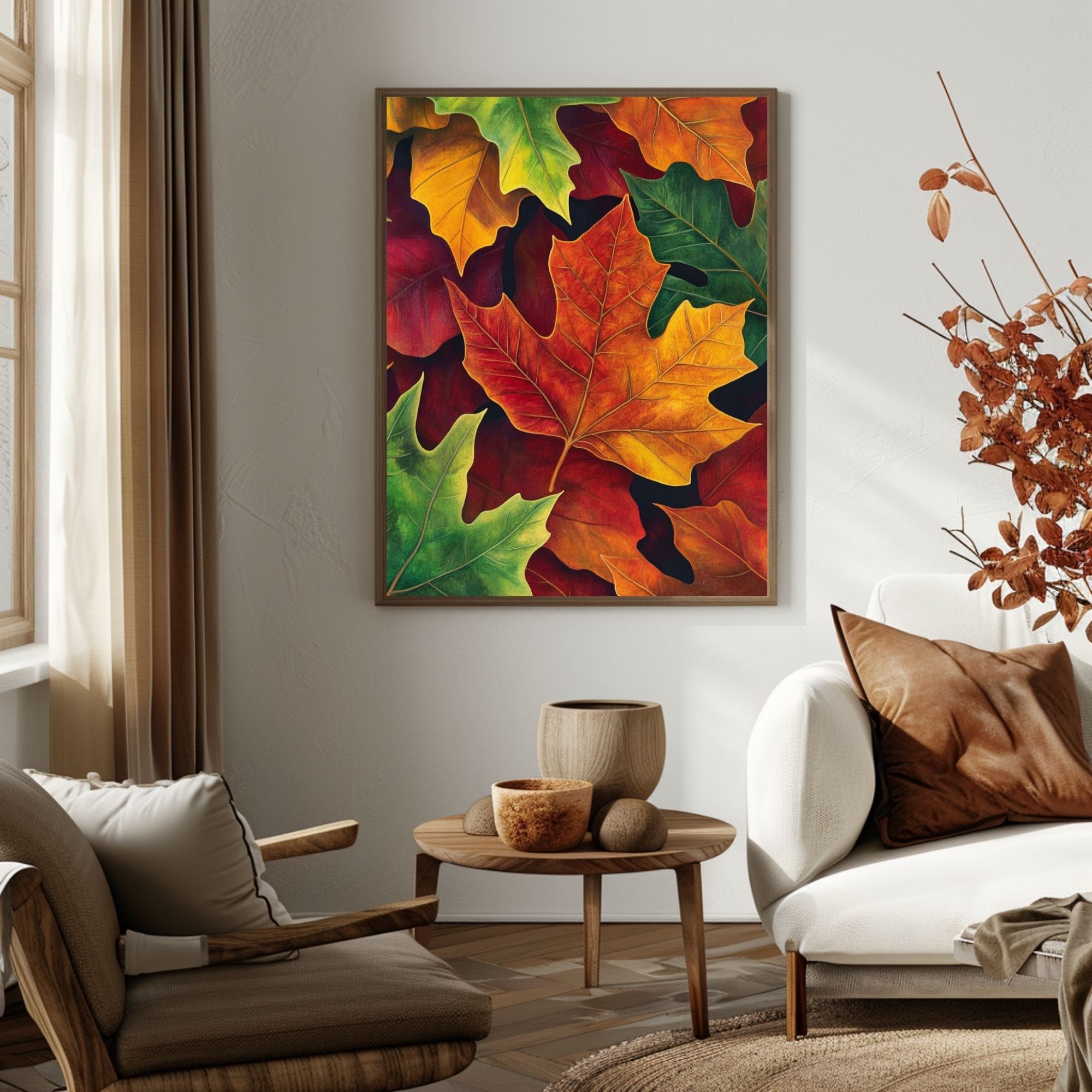 Vibrant Autumn Leaves Art Print Rich Fall Colors Watercolor Painting ...