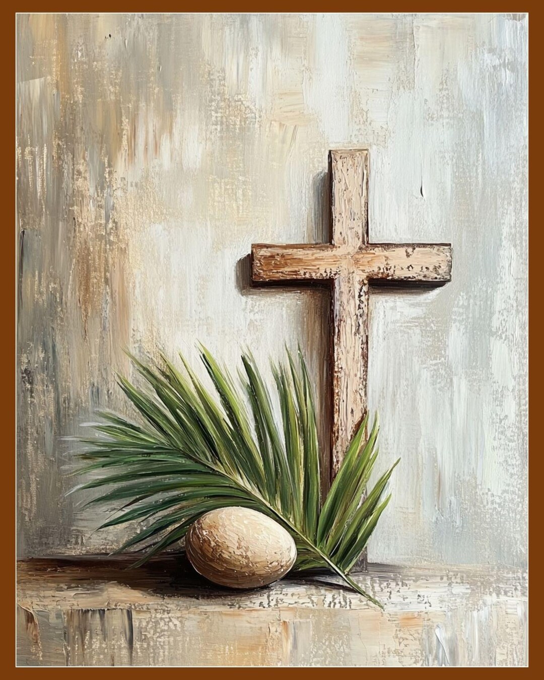 Easter Cross and Palm Art Print | Religious Wall Decor (digital ...