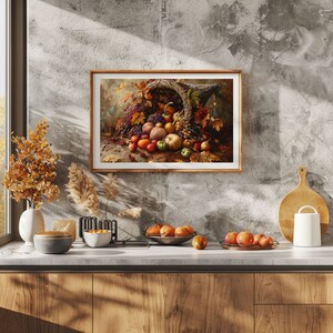 Autumn Harvest Cornucopia Still Life Rustic Fall Decor for Thanksgiving ...