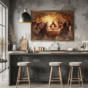 Jesus and His Disciples the Last Supper Art Print, Jesus Wall Art ...
