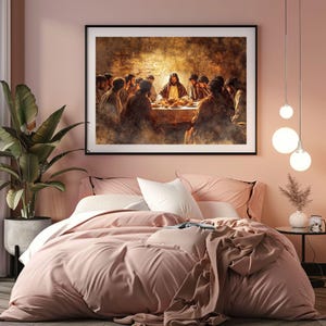 Jesus and His Disciples the Last Supper Art Print, Jesus Wall Art ...
