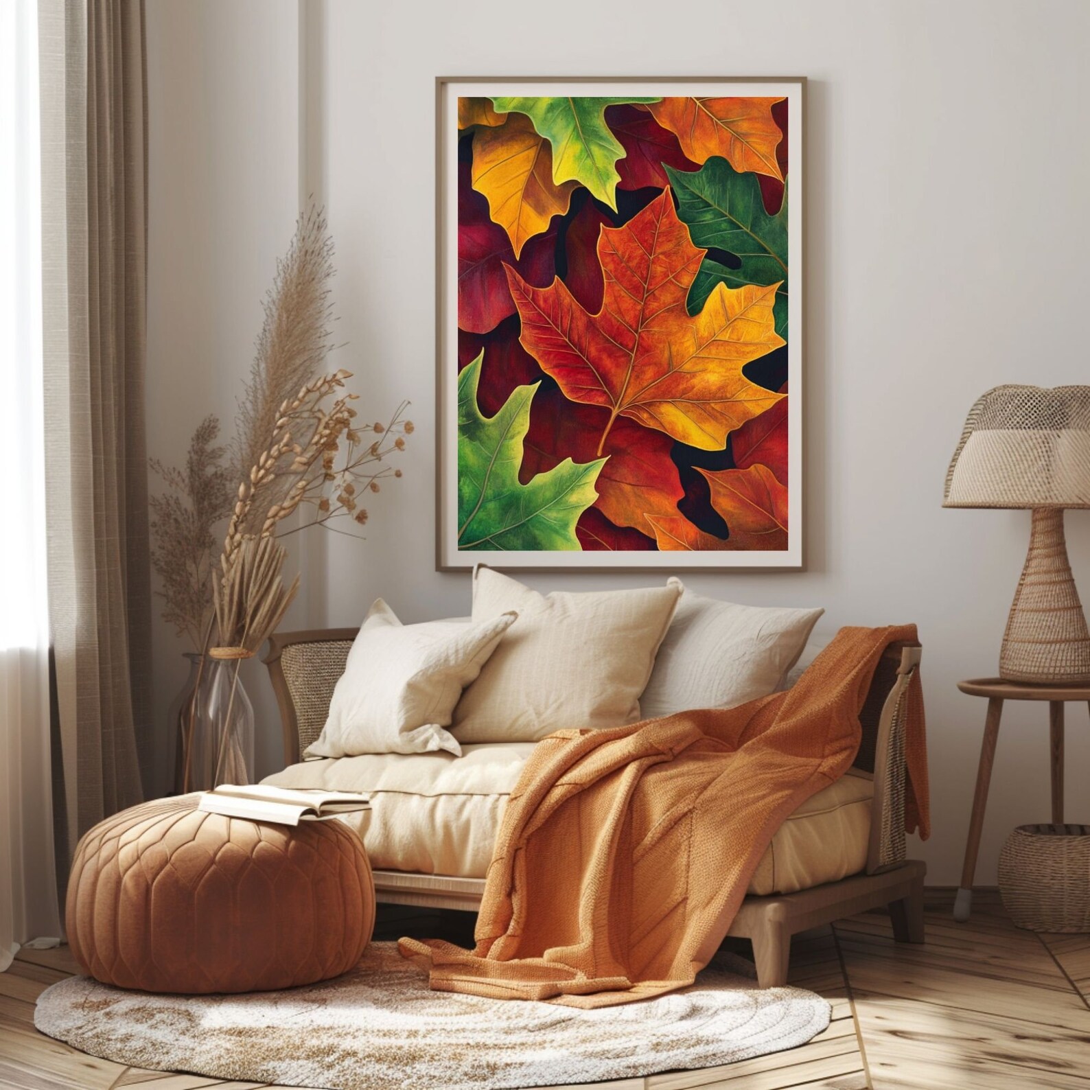 Vibrant Autumn Leaves Art Print Rich Fall Colors Watercolor Painting ...
