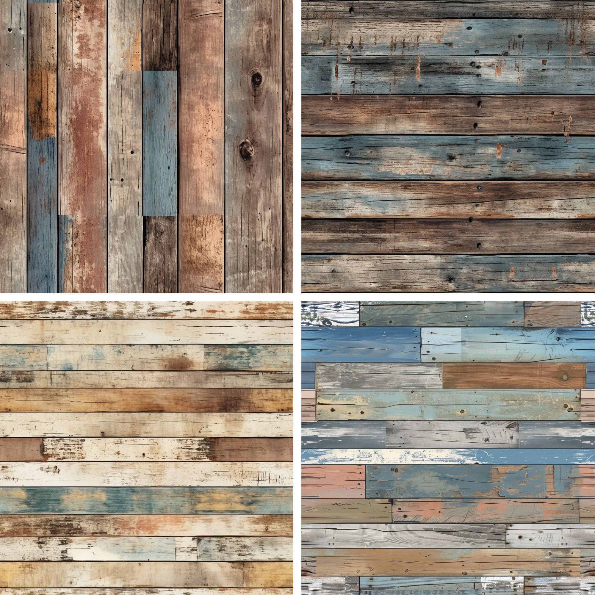 Seamless Weathered Wood Textures Digital Paper, Seamless Rustic Wood ...