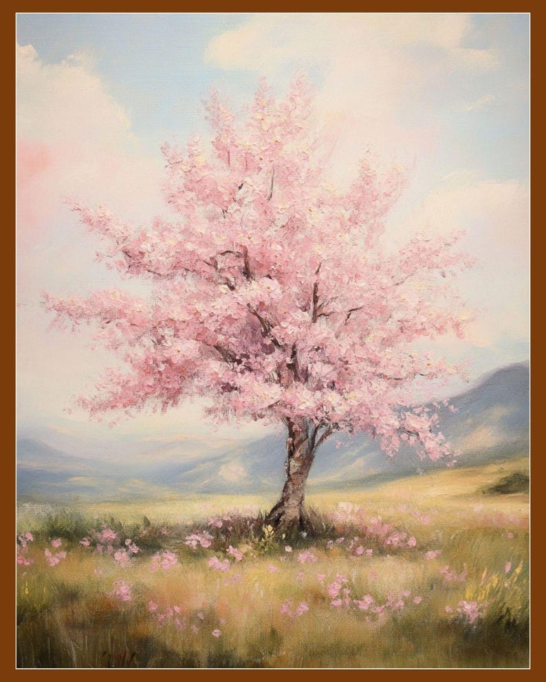 Cherry Blossom Tree Landscape Print, Spring Wall Art (digital Download ...