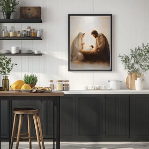 The Nativity Scene - Mary, Joseph, and Baby Jesus Wall Art, Christmas ...