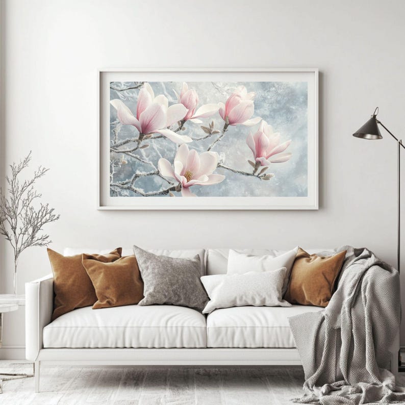 Vintage Winter Magnolia Oil Painting, Botanical Print (digital Download ...